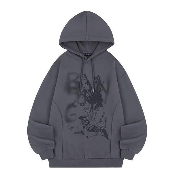 Odd Studio (オッドスタジオ) BANG Graphic Oversized Fit Hoodie - LIGHT CHARCOA – UNDERSTUDY CLUB